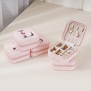CASEGRACE Travel Jewelry Case Small Jewelry Box for Earrings Rings Necklace Travel Essential Accessories Back to School Portable Jewelry Case for Girls Bridesmaid Gifts Birthday Gift for Women, L