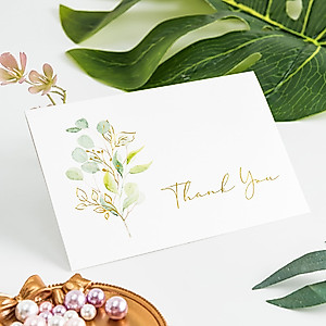 Crisky 50 Pack Eucalyptus Thank You Cards With Envelopes Greenery Thank You Cards for Wedding,Bridal Shower,Baby Shower,Small Business,Graduation
