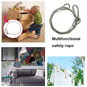 SMTUNG 31.5'' Fall Prevention Safety Cables Stainless Steel Security Rope for Party Lights DJ Light Stage Lighting 176lb Load Capacity (6pcs 0.16in 4mm)