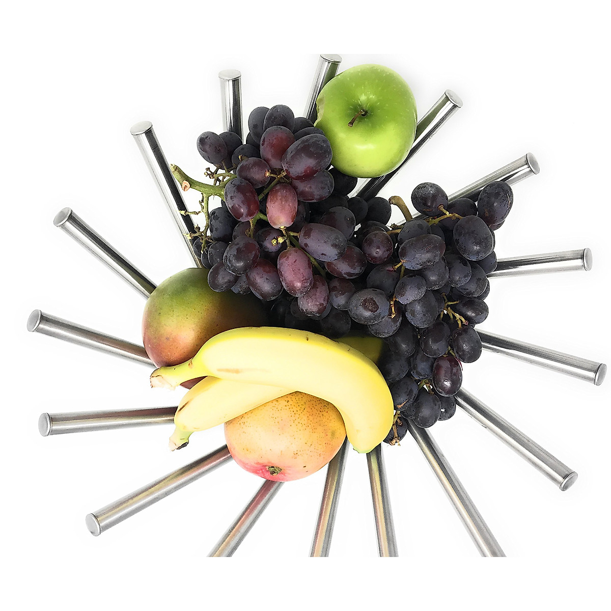 Modern Rotating Fruit Basket, Stainless Steel, by HomeSimple