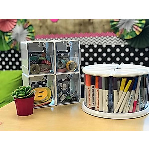 Azar Displays 300360-4PK Stackable Tilt Bin Counter Organizers, White (4-Pack)