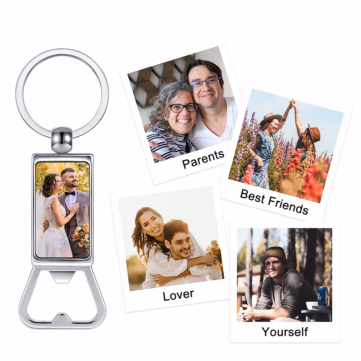 Personalized Master Custom Opener Keychain with Picture Engraved Color Photo Keychain Accessories Jewelry for Dad Husband Birthday Father's Day Gifts
