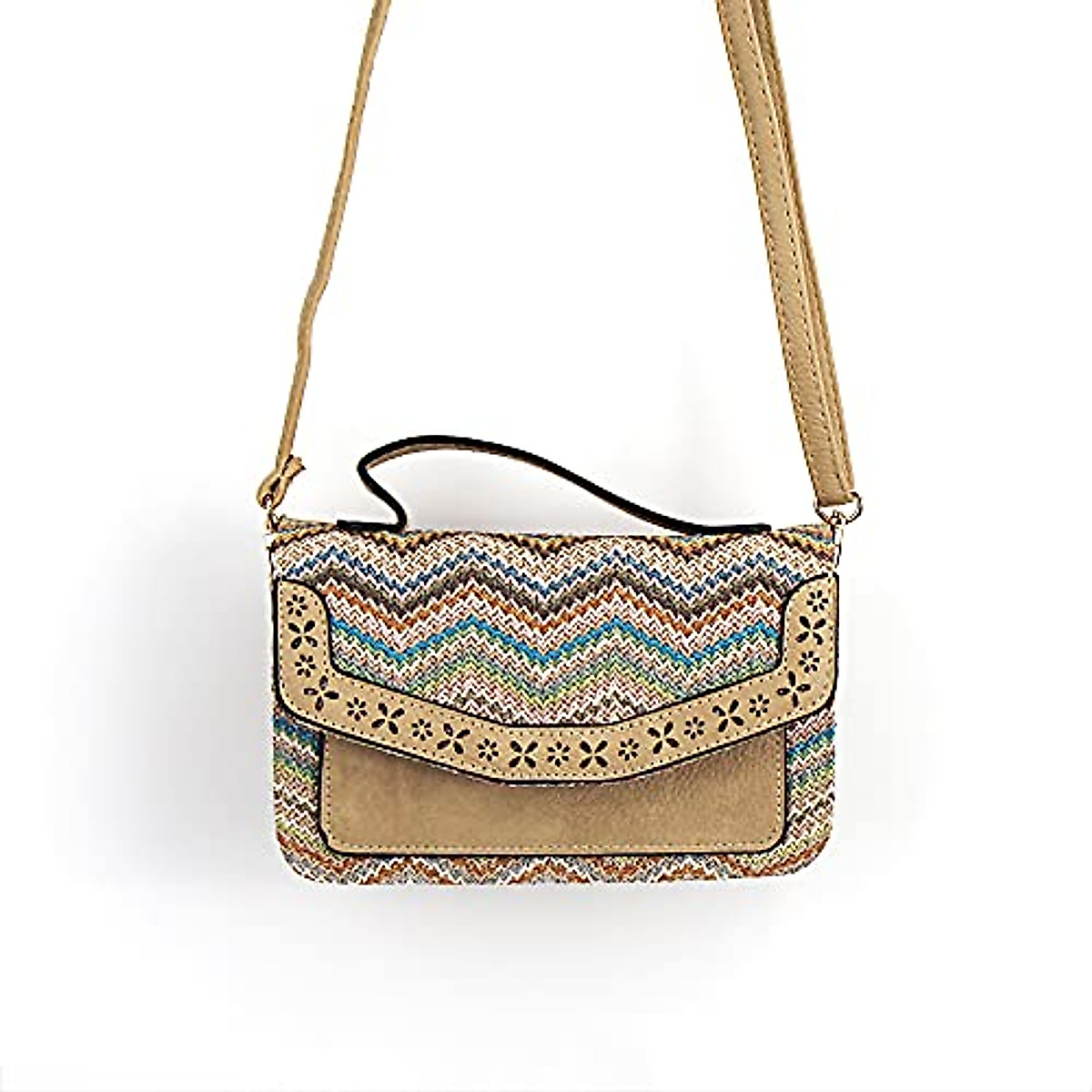 Meyaus Women Mini Patchwork Contrast Color Straw Woven Crossbody Shoulder Bag Top-handle Bag Handbag