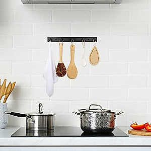 2 Pcs Key Holder for Wall 5 Hooks Perforated 304 Stainless Steel Matte Black Metal Key Hanger for Wall, Entryway, Bathroom, Kitchen, Office