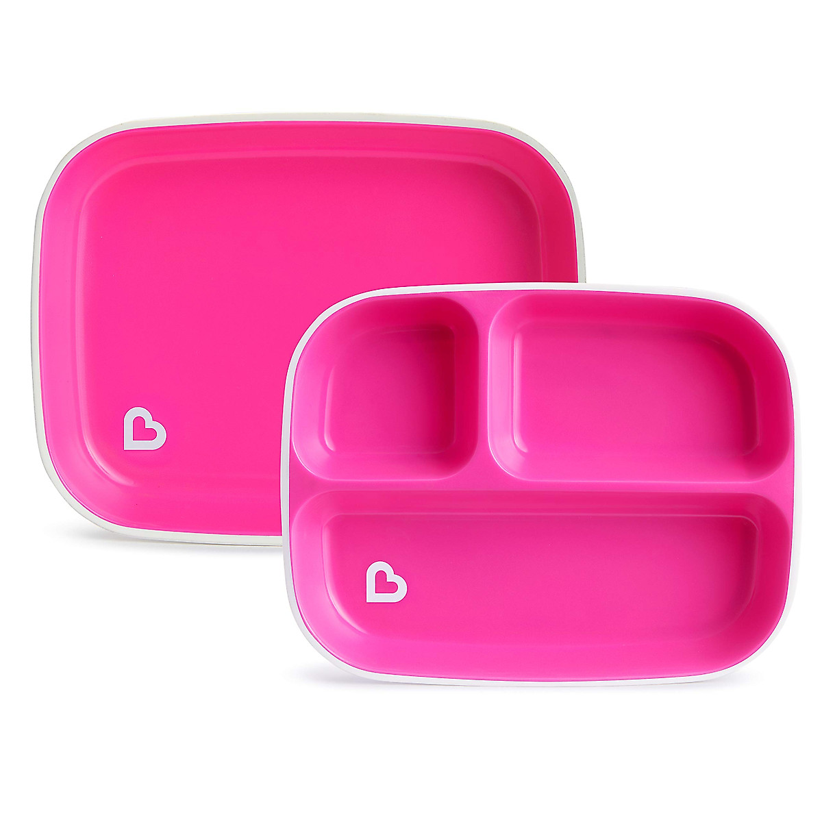 Munchkin® Color Me Hungry 7pc Toddler Feeding Supplies Set, Includes Plates, Bowl, Open Cup and Utensils in a Gift Box, Pink