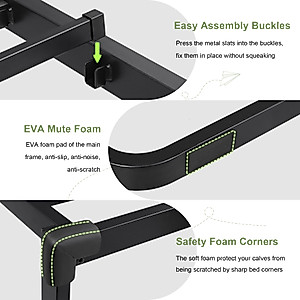 Feonase Twin Bed Frame, Upholstered Platform Bed Frame with Heavy-Duty Steel Slats, Diamond Tufted Headboard, 12" Storage Space, No Box Spring Needed, Noise Free, Easy Assembly, Black