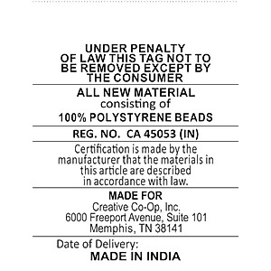 Cream Pouf with Blue Stripes