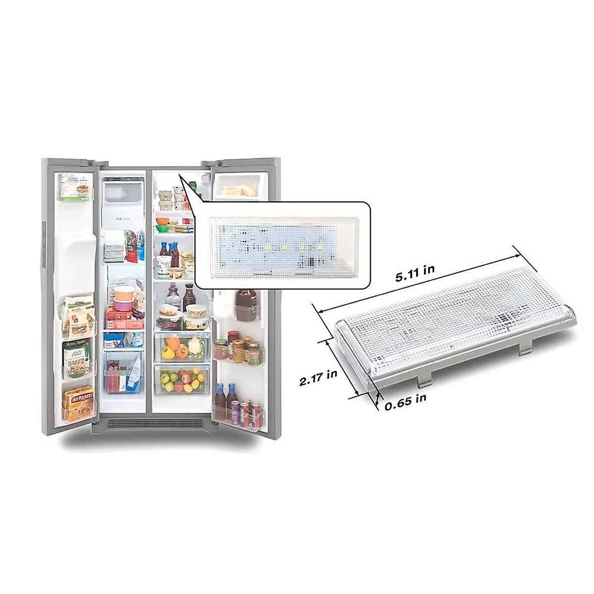 W10515058, WPW10515058 LED Light Compatible with WRS342FIAW02 Refrigerator