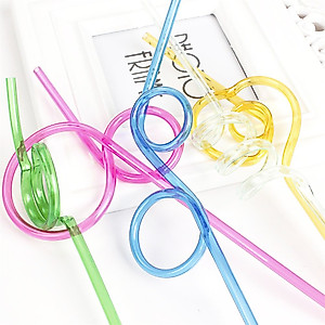 DECORA 36 Pieces Crazy Loop Straws Reusable Plastic Straws Drinking for Summer Party, Birthday, Wedding, Baby Shower