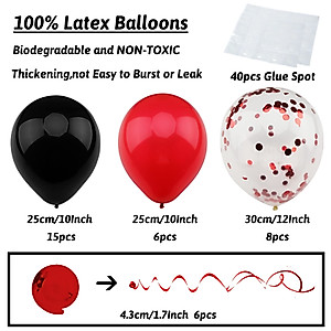 ZERODECO Birthday Decorations, Black and Red Birthday Party Decorations Happy Birthday Banner Pompoms Balloon for Boys Girls Men Women Birthday Party Decorations Supplies