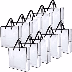 10 Pieces Oversized Clear Storage Bags with Handles and Zippers Moving Bag for College Carrying, Bedding, Blankets, Comforters, Clothes and Toys Organizer