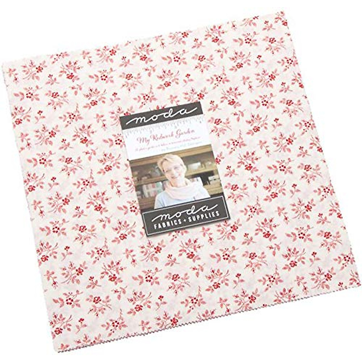 My Redwork Garden Layer Cake, 42-10 inch Precut Fabric Quilt Squares by Bunny Hill Designs