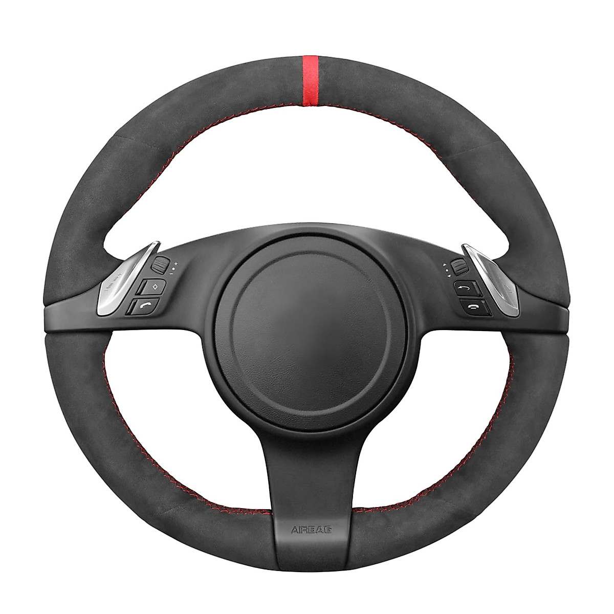 MEWANT DIY Car Steering Wheel Cover Accessories for Porsche 911 (991) 2009-2016 / Boxster (981) 2009-2016 / Cayman (981) 2009-2016 / Cayenne 2011-2014 / Panamera 2010-2016 for Porsche 911