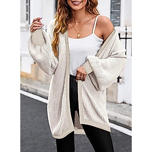 Dokotoo Lightweight Fall Cardigan for Women Womens Fall Fashion 2023 Clothes Oversized Long Sleeve Chunky Women's Cardigans Crochet Knit Women Cardigan Tops Dressy Folklore Cardigan Light Cardigan