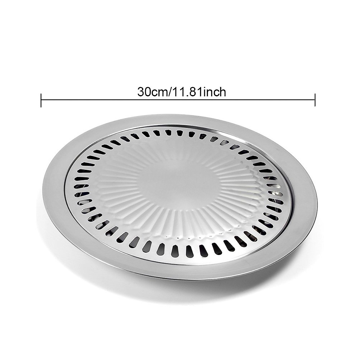 Korean Stovetop Pan, Stainless Steel Non-Stick Indoor Barbecue Grill Tray, Smokeless Roasting Pan, Cooking Meat and Vegetable Stovetop Plate, for Indoor Outdoor Camping Grilling BBQ