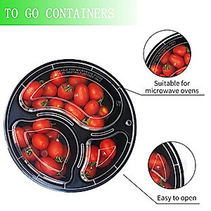 Ganfaner [24pack-32oz] 3-Compartment Meal Prep Container with Lids Reusable Storage Lunch Boxes Microwavable, Freezer and Dishwasher Safe - Stackable Salad Bowls Black