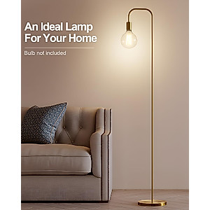 Oneach 63.75'' Industrial Antique Brass Gold Minimalist Floor Lamp for Living Room, Bedroom and Office