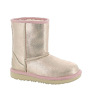 UGG K Classic II Metallic Glitter Fashion Boot, ROSE GOLD, 4 US Unisex Big Kid