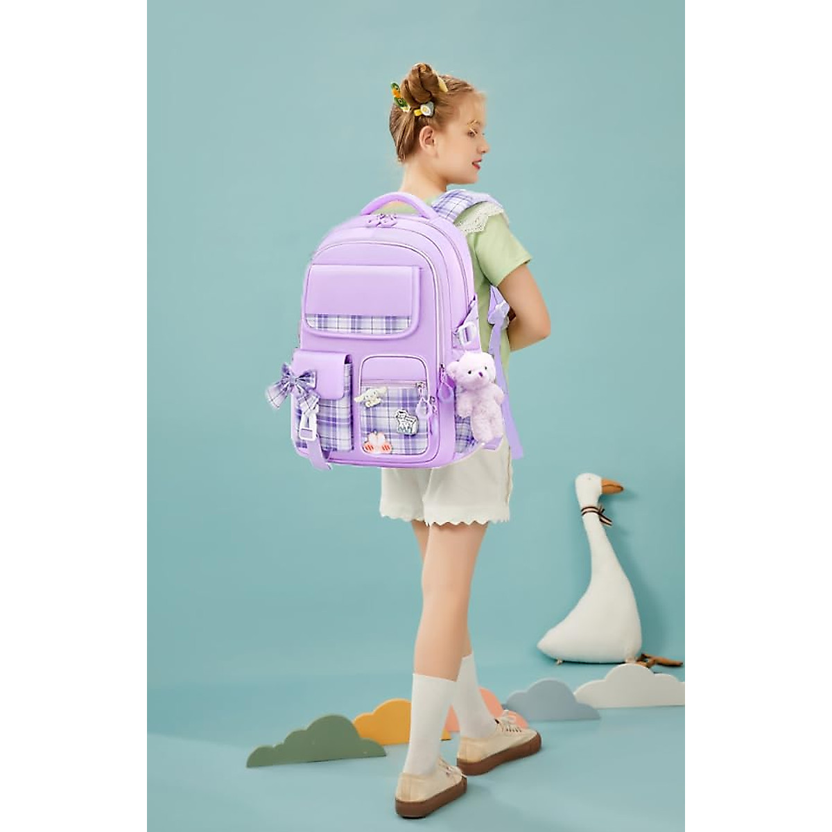 XINWLL Backpack for Girls, 15.6 Inch Laptop School Bag Kids Kindergarten Elementary College Backpacks Large Bookbags for Teen Girls Women Students Casual Travel Daypacks