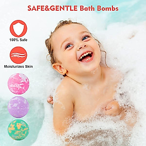 Bath Bombs for Kids with Toys Inside for Girls Boys - 12 Pack Handmade Bubble Bath Fizzies Bomb, Gentle and Kids Safe, Ideal Gift for Easter Eggs Stuffers Birthday Christmas