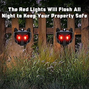 Lulu Home 4 Packs Solar Animal Repeller, Nocturnal Predator Deterrents with Red LED Flashing Lights Drive Away Raccoons, Deer, Skunks, Coyotes, Birds, Foxes from Chicken Coop Yard Farm