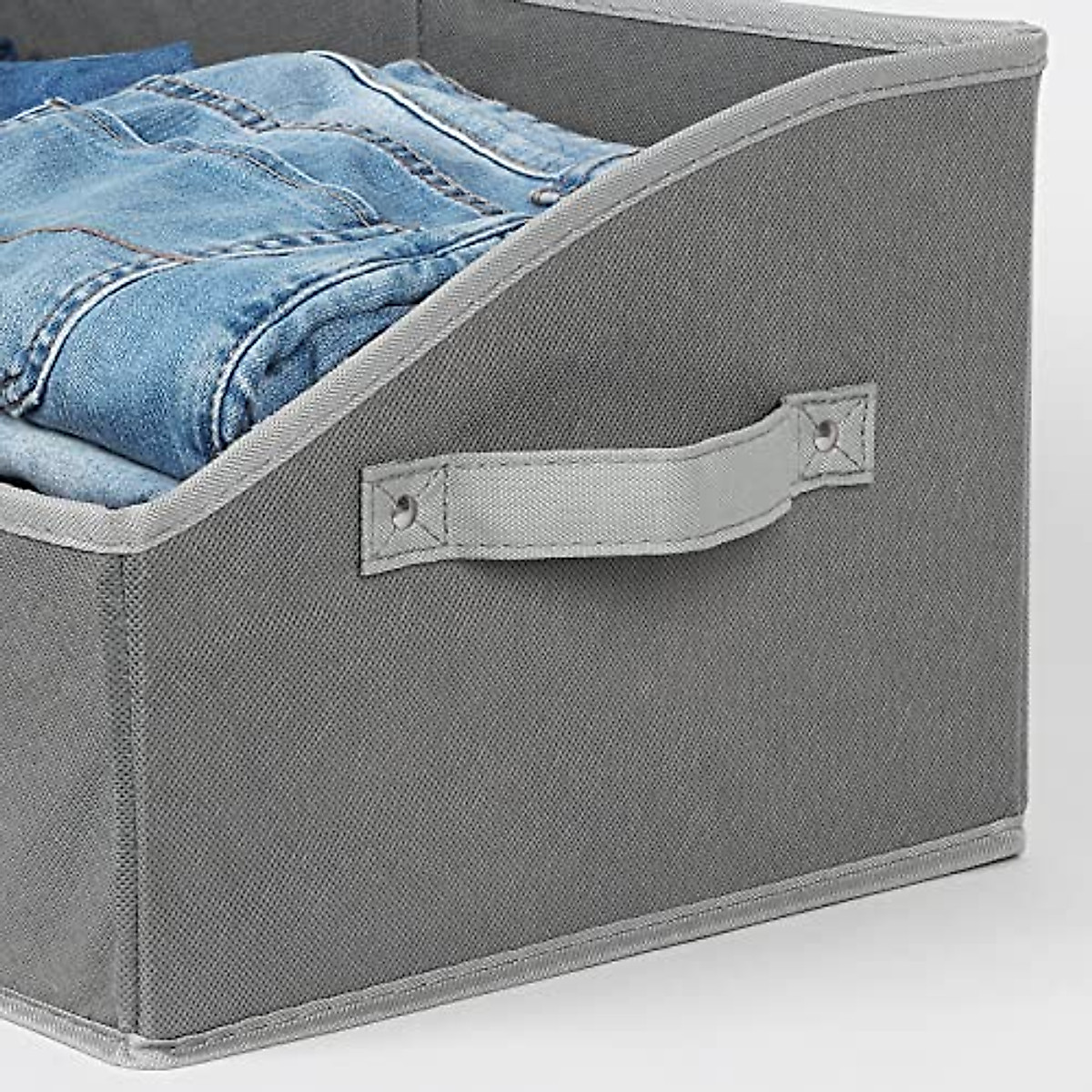Kntiwiwo Closet Storage Bins Trapezoid Storage Basket, Fabric Storage Bins for closet shelves, Foldable Closet Organizers and Storage Baskets Box with Handles for Bedroom Office,Gray, 4-Pack