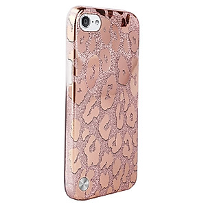 iPod Touch 7th Generation Case, J.west iPod Touch 6 iPod 5 Case, Luxury Saprkle Bling Glitter Metallic Leopard Print Design Soft Slim Protective Cases for Women Girls Silicone Cover Rose Gold
