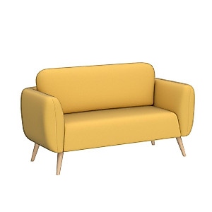 Artdeco Home Loveseat Sofa 58" W Upholstered Fabric Modern Design Small Couch for Small Space, Living Room, Apartment (Polyester, Mustard)