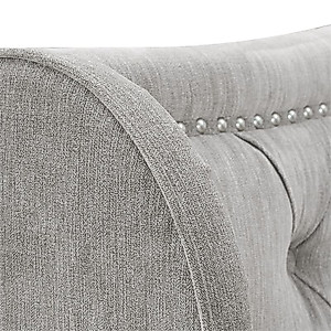 Jennifer Taylor Home Marcella Upholstered Shelter Headboard Bed Set, King, Silver Grey Polyester