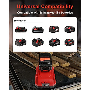 TOMORTOOL 2-Pack 18V 6.5Ah Replacement for Milwaukee M-18 Battery and 1 Charger(red)