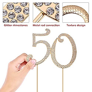Toddmomy 50 Gold 50th Anniversary Bling Rhinestone 50th Birthday Crystal Cake Decoration