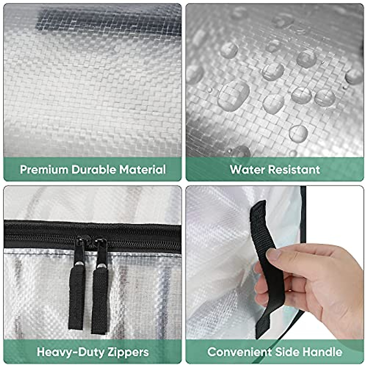 BALEINE 8-Pack Oversized Moving Bags with Reinforced Handles, Heavy-Duty Storage Tote for Clothes, Moving Supplies (Clear, 8-Pack)