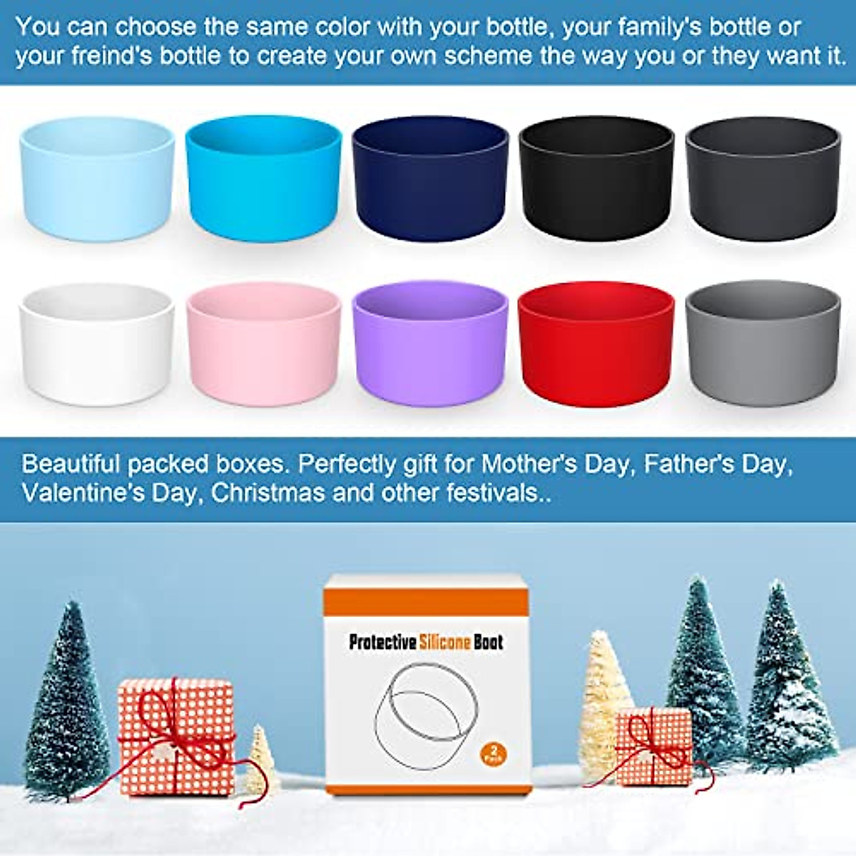 25 Colors Silicone Boot for Stanley 40 oz Quencher & IceFlow 20oz 30oz, 2 PCS Protective Tumbler Cup Boot Sleeve Water Bottle Accessories, BPA-Free Anti-Slip Bottom Cover, Dishwasher Safe