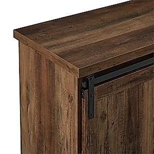 Walker Edison Carson Modern Farmhouse Sliding Slat Door Storage Cabinet, 32 Inch, Rustic Oak