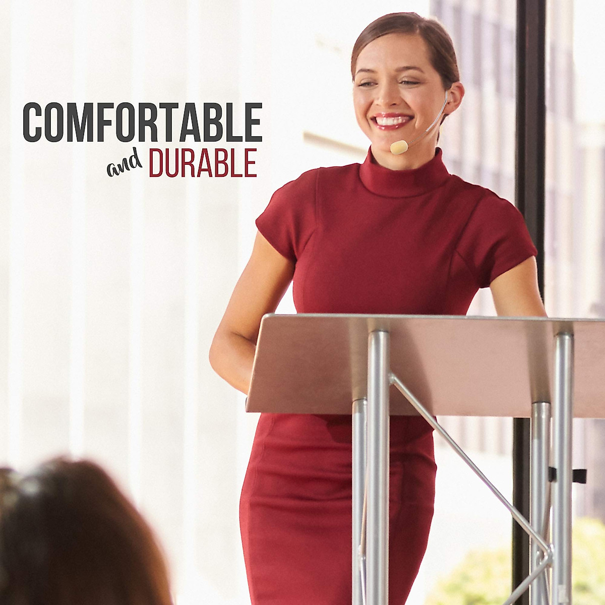 PYLE-PRO On-Ear Audio Condenser Microphone - Portable Omnidirectional Wired Headset Condenser Mic With 4 Pin Mini XLR Cable and Windscreen - Works with Shure System - PMEMS10 (Skin Tone), Beige