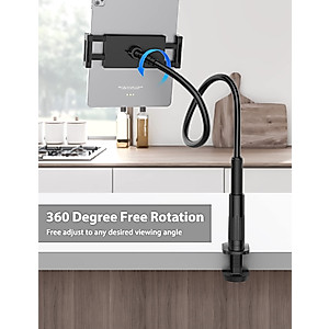 Tablet Stand Holder for Bed, Gooseneck Mount with Adjustable Flexible Arm Compatible with iPad Air Pro Mini, Samsung Tab, Nintendo Switch Kindle Other 4.7"-12.9" Device