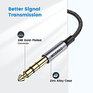 MOSWAG 1/4 TRS Audio Cable 3.28ft/1M, 1/4" 6.35mm TRS to 1/4" 6.35mm TRS Balanced Interconnect Cable Nylon Braid Compatible with Electric Guitar, Bass Guitar,Mixing