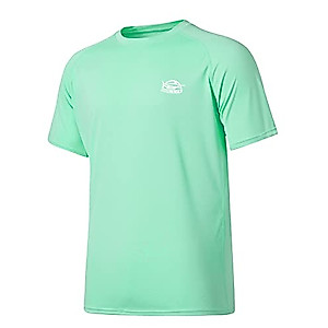 Willit Men's UPF 50+ Sun Protection Shirt Rashguard Swim Shirt Short Sleeve SPF Quick Dry Fishing Shirt Light Green 2XL
