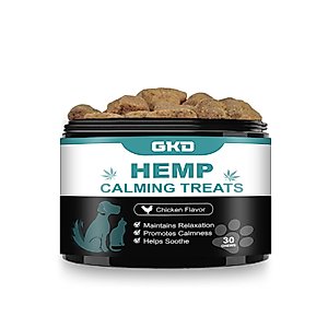 GKD Dog Calming Chews - Anxiety Relief Treats Hemp Bites Gummies for Dog, Firework Thunderstorm Relaxing Care Car Sickness Separation Ease, Dog Relaxer Doggie Hemp Relaxing Chews Pets Health Supplies