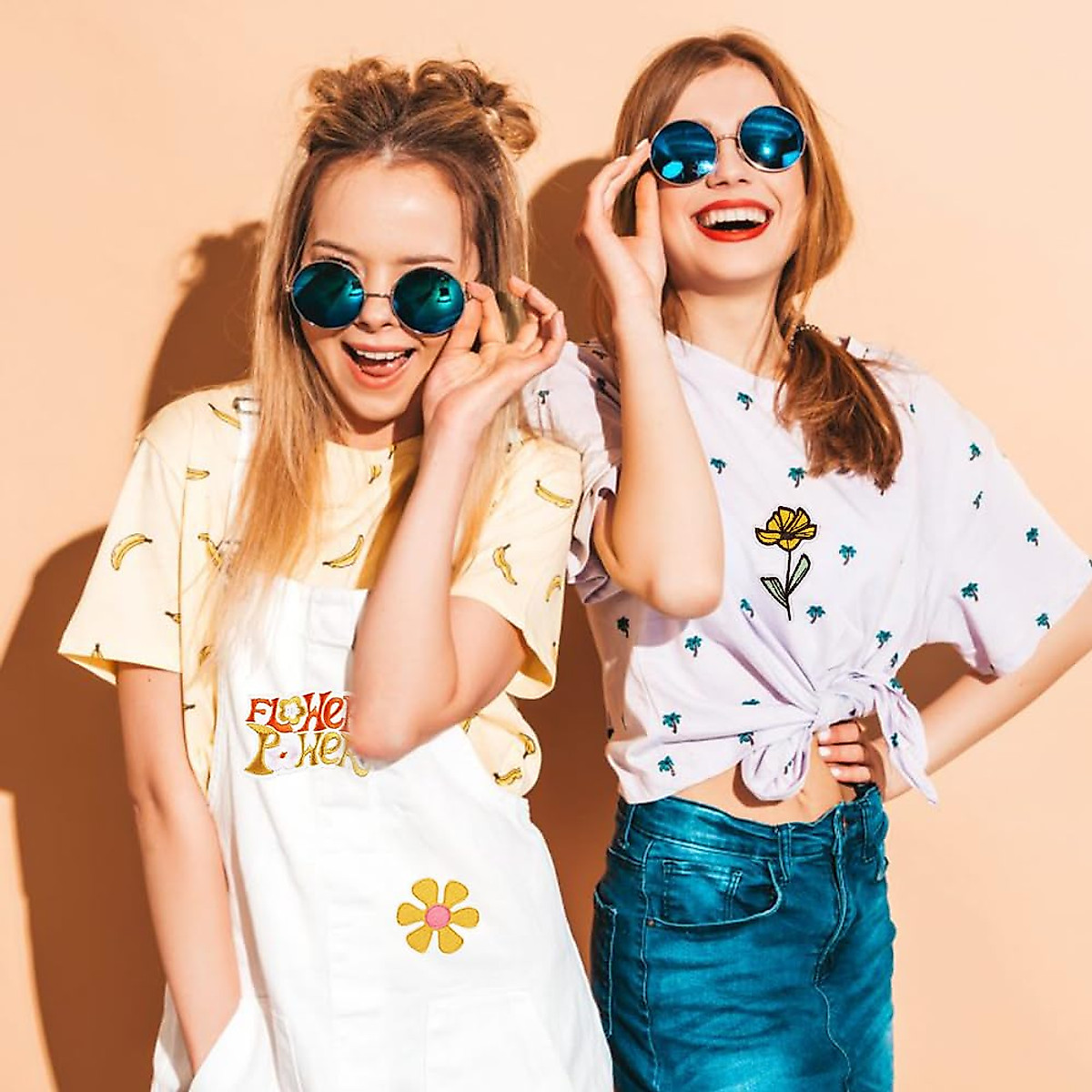 16 Pcs Iron on Patches Vintage Groovy Retro Hippie Patches Boho Embroidered Applique Peace Sign Sew on Patches for Backpacks Clothing Hat Jeans Jacket