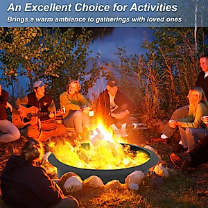 AnBaiMei Round Outdoor Fire Pit Ring Insert 31-Inch Inner 35-Inch Outer Diameter, Heavy Duty Metal Steel DIY Firepit Liner Campfire Rings for Outside Wood Burning Above or In-Ground, Black