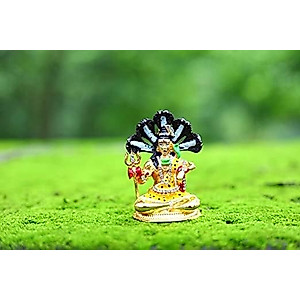 Shiva 5 Mukhi Car Dashboard Shiv Parivar Shiva Lingam Shaligram Shivling with Stand Shivling Idol Shiva Idol Diwali Dhanteras Size - 8 cm (Gold)