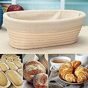 KONGDY Banneton Bread Proofing Basket 2 Pack 10 Inch Oval Bread Proofing Basket, Sourdough Bread Baking Food Tools for Making Baking Fermentation Food Storage Tools