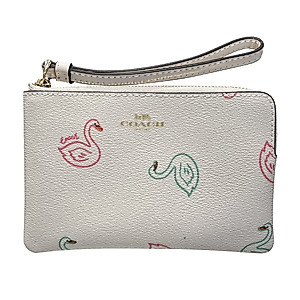 Coach Corner Zip Wristlet With Swan Print Style No. C8380