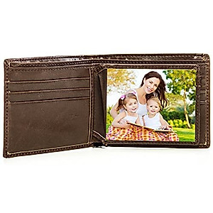 Swanky Badger Personalized Mens Wallet - a Custom Leather Bifold wallet with ID sleeve and coin pocket