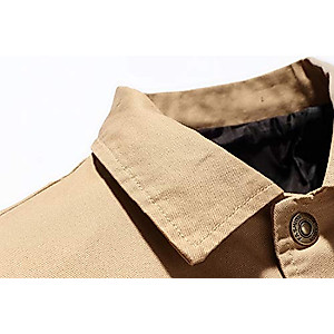 Womleys Mens Casual Windbreaker Cotton Lightweight Jackets Trucker Jacket (Large, Khaki)