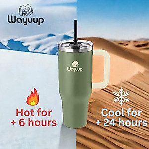 Wayuup 40 oz Tumbler with Handle and Straw Lid, Stainless Steel Vacuum Insulated Double Wall Water Bottle Leak-proof, Non Slip more than 24 Hrs or Hot for 6 Hrs (Crocodile), WPM40