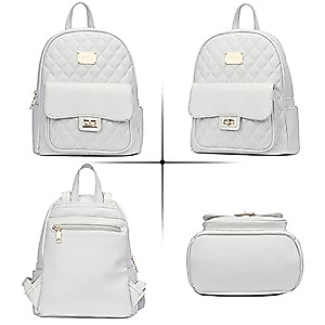 KKXIU Fashion Small Backpack Purse for Women Quilted Synthetic Leather Mini Bookbag (a-white)