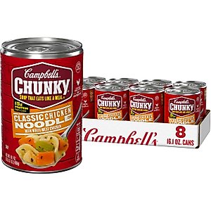 Campbell’s Chunky Soup, Classic Chicken Noodle Soup, 16.1 Oz Can (Case of 8)