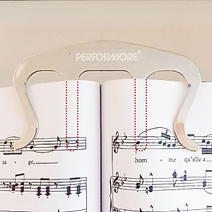 Performore Metal Sheet Music Book Clip and Page Holder for Sheet Music Stand, Piano, Book, Keyboard, Musician, Nickel Plated Bookmark with Velvet Storage Carrying Bag Included (1 Pack)